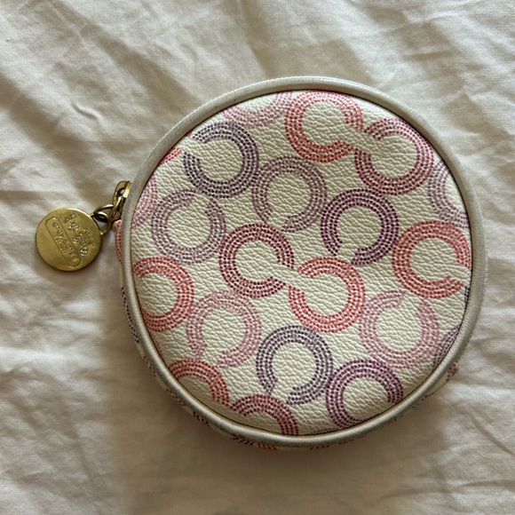 Coach | Bags | Coach Circle Pattern Coin Purse Pink Purple Cream | Poshmark